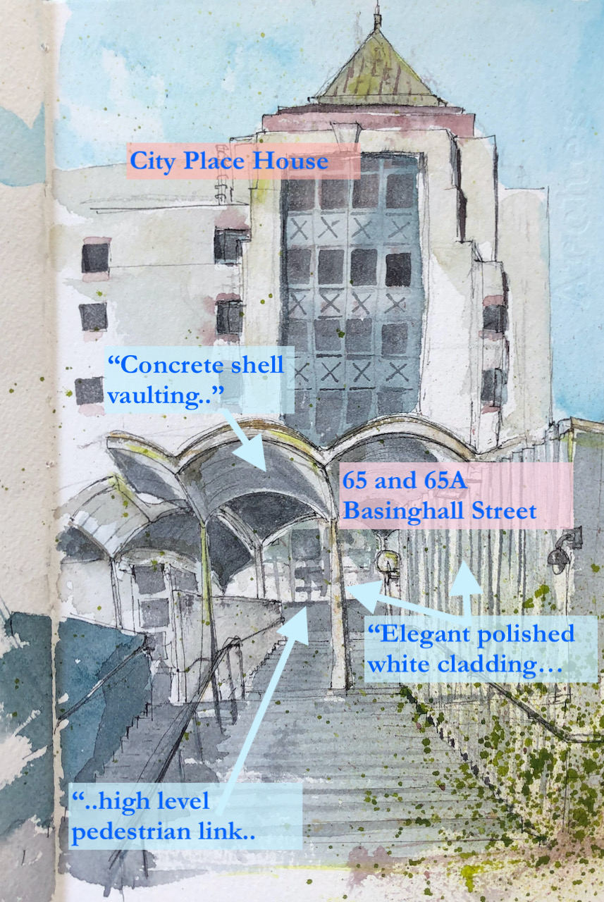 65 Basinghall St EC2 from the plaza – Jane Sketching