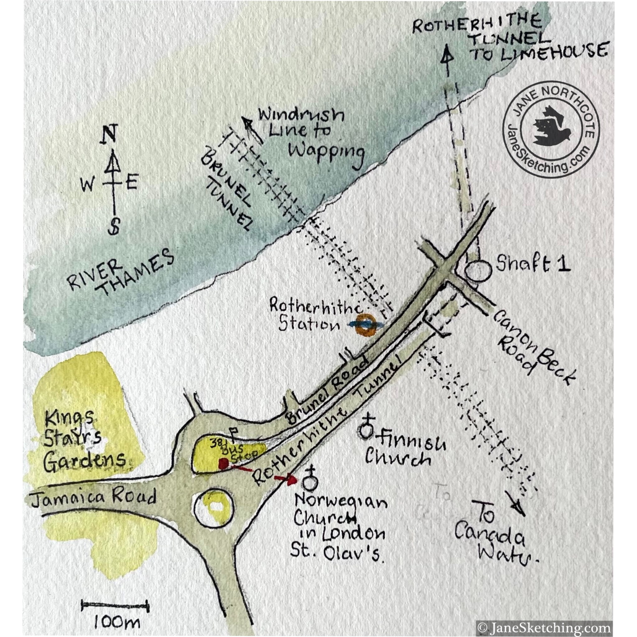 Rotherhithe Tunnel, South Entrance, London SE16 – Jane Sketching